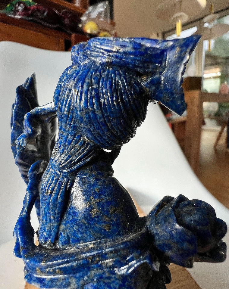 Antique Chinese Republic Carved Lapis Lazuli Blue Stone Statue Figurine ...