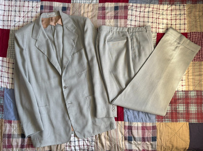 Vintage 1940s Palm Beach Cloth Suit Light Blue Size 40R Pants 32x32 | eBay