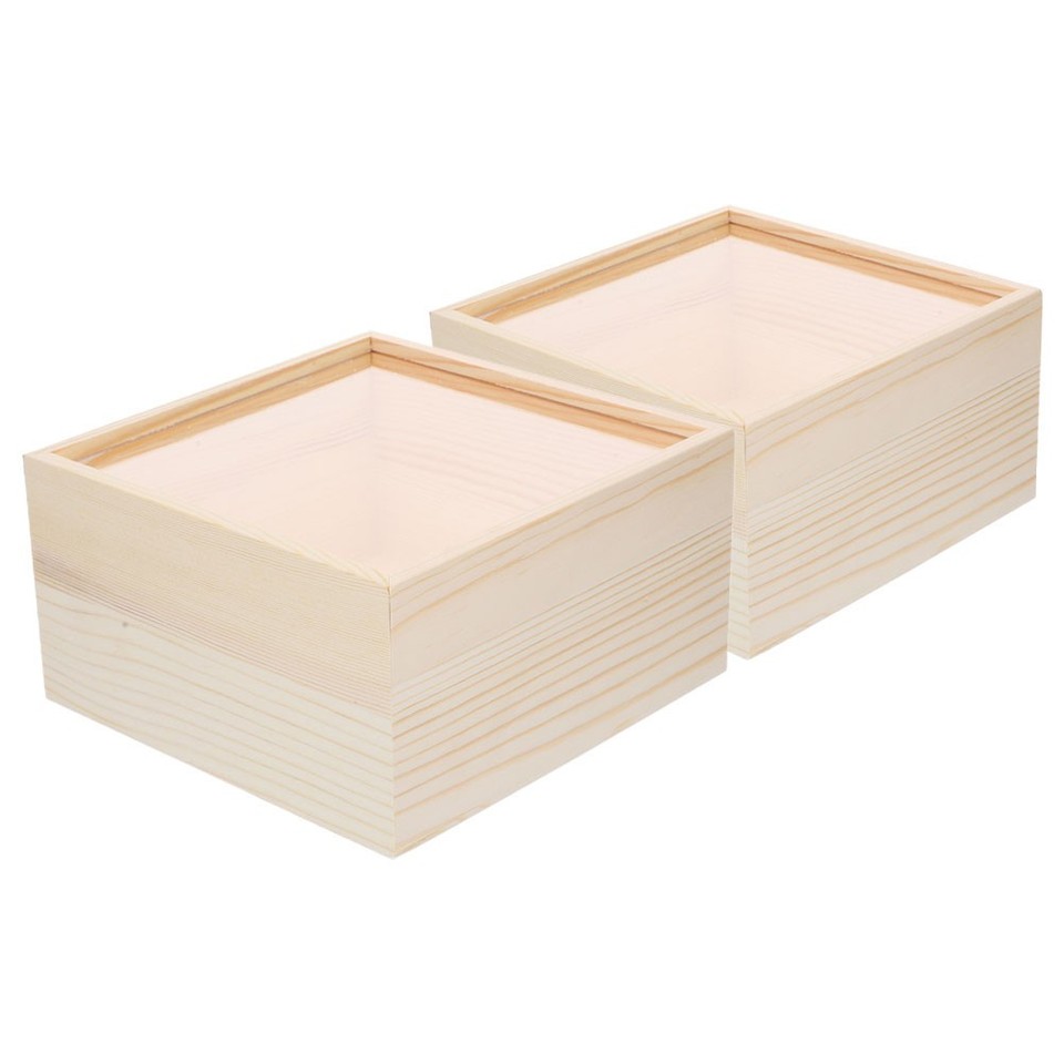 2 Pcs Small Box with Lid Craft Storage Sundries Sliding Container ...
