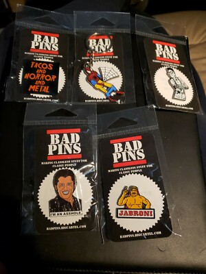 BAD PINS LOT (4) and (1) Keychain RARE COOL!!! | eBay
