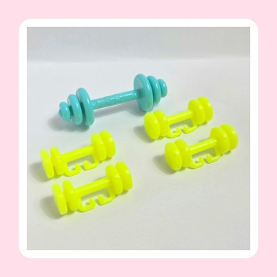 Barbie Dumbbell Weights Set Yellow & Blue Exercise Accessories Doll Mix ...