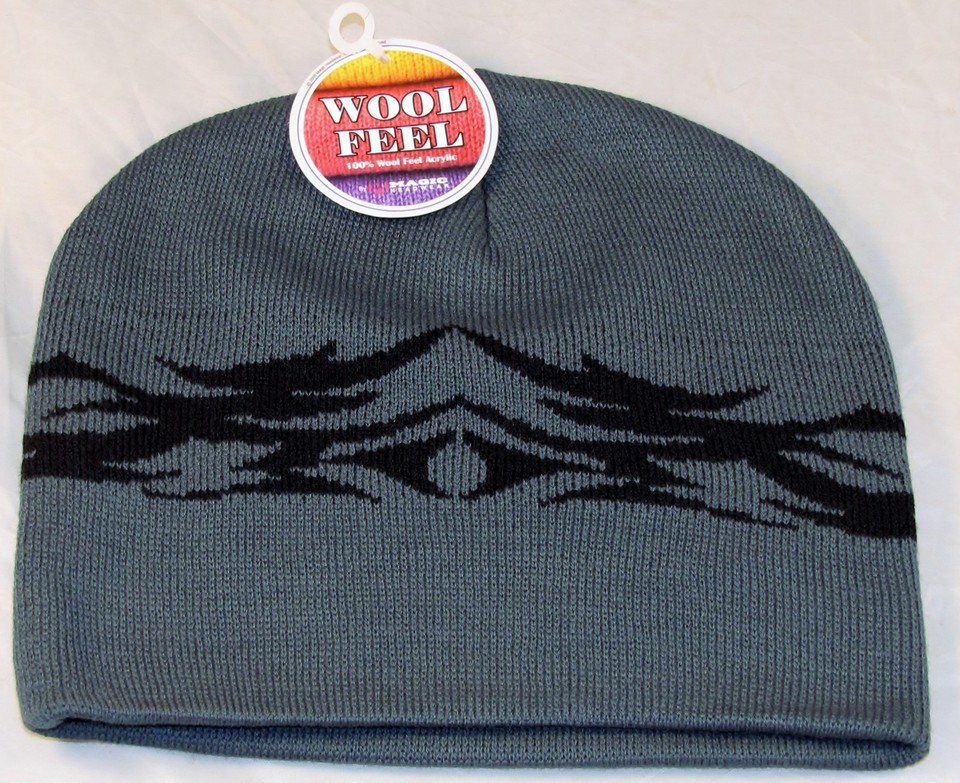 MAGIC HEADWEAR BEANIE HAT - GRAY WITH TRIBAL DESIGN - NEW W/TAGS - FREE ...