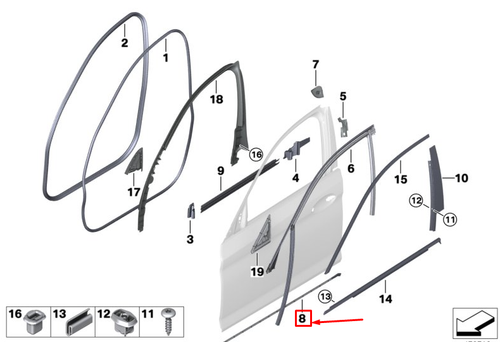 BMW 5 Touring G31 Front Right Door Gap Seal 51767341646 | eBay