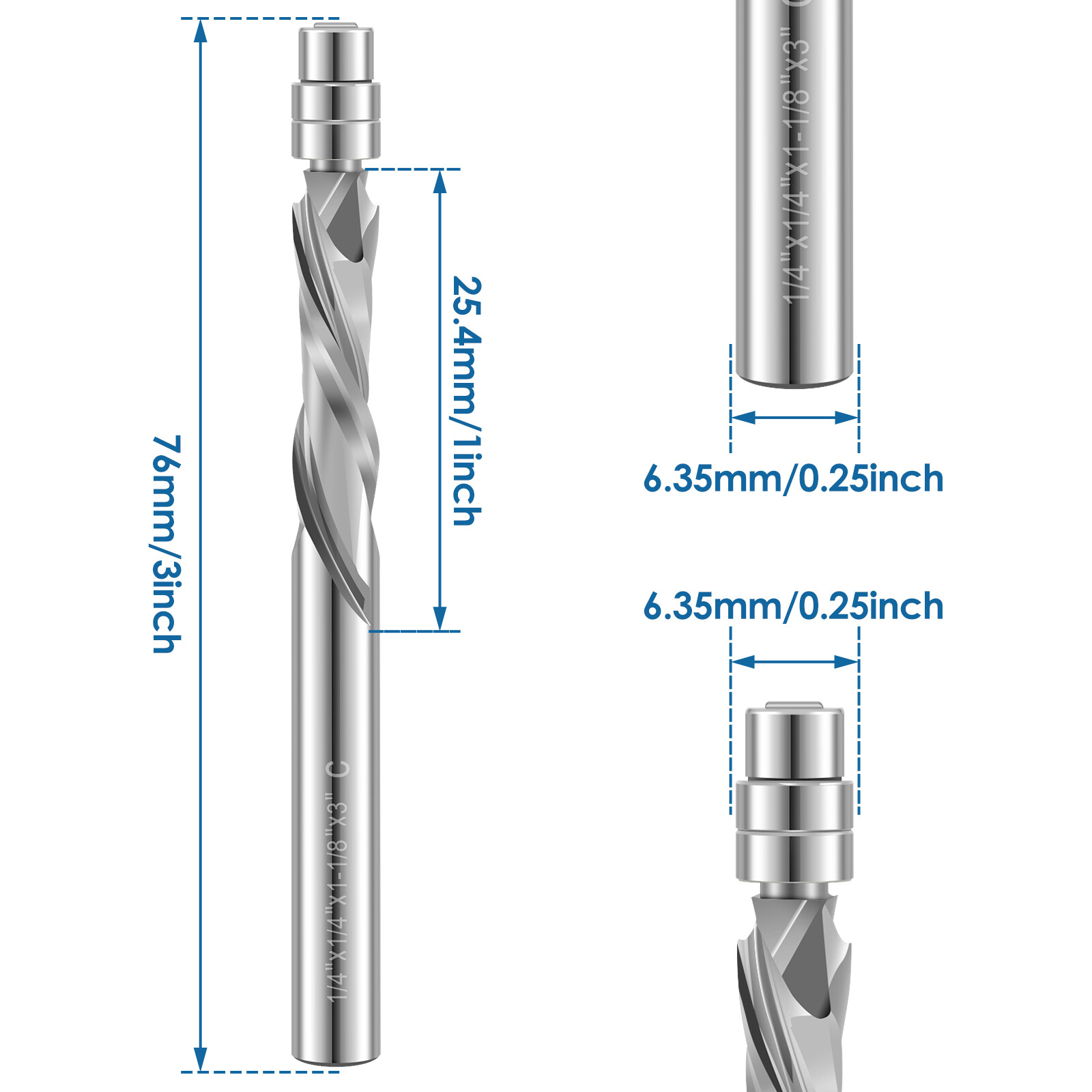Spiral Flush Trim Router Bit Flush Cut Router Bit with 1/4" Shank for ...