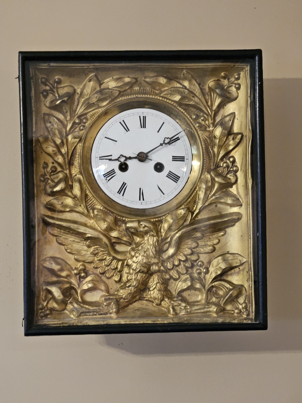 Antique 1800's Austrian Victorian Picture Frame Wall Clock w/Brass ...