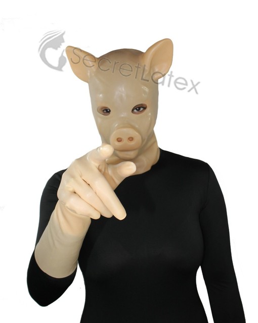 Latex Hood Flesh Fetish Pig Piglet Full Head Rubber Skin Men Zip Animal ...