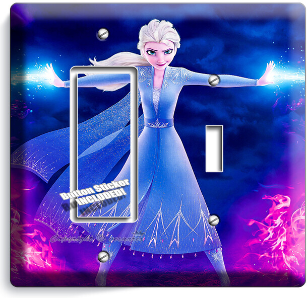 FROZEN 2 ELSA THROWING ICE FLAMES LIGHT SWITCH OUTLET WALL PLATES NEW ...