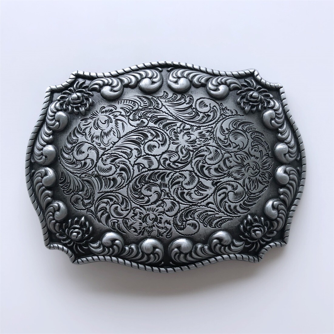 Plain Oval Belt Buckle Pewter