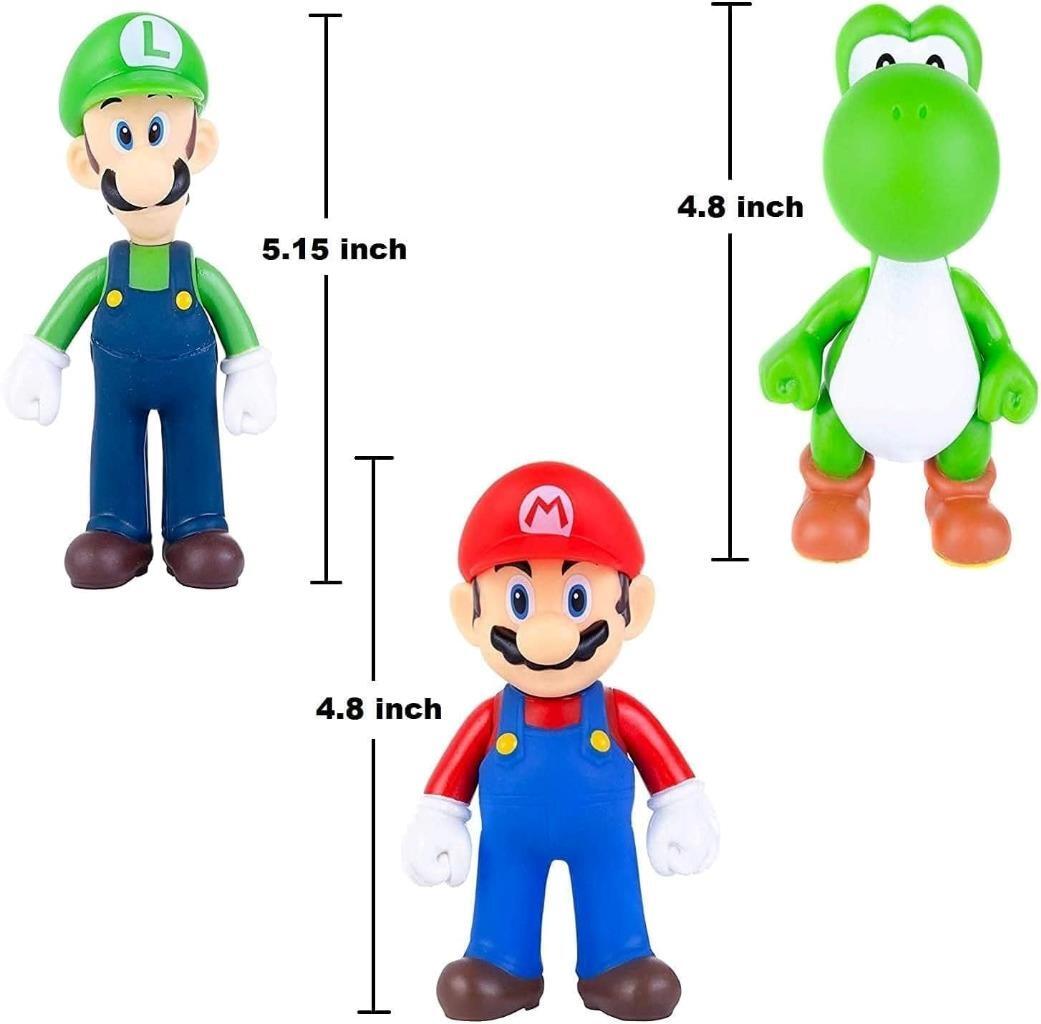 3 Pcs Toys 5" Tall Mario Toys Action Figures, Mario Brothers Figures ...
