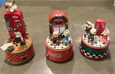 Lot of 3 Enesco Animated Coca Cola Music Boxes All Work Great! | eBay