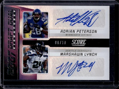 2019 Score Adrian Peterson Marshawn Lynch Draft Dual Signatures Auto #8 ...