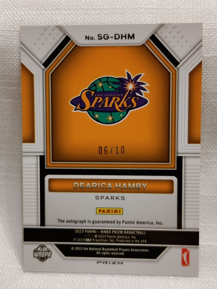 2023 Panini Prizm WNBA Dearica Hamby Gold Prizm Auto /10 Signatures #SG ...