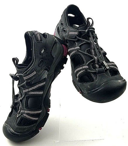Outland Solstice II Black Pink Mesh Rubber Bungee Hiking River Sandals ...