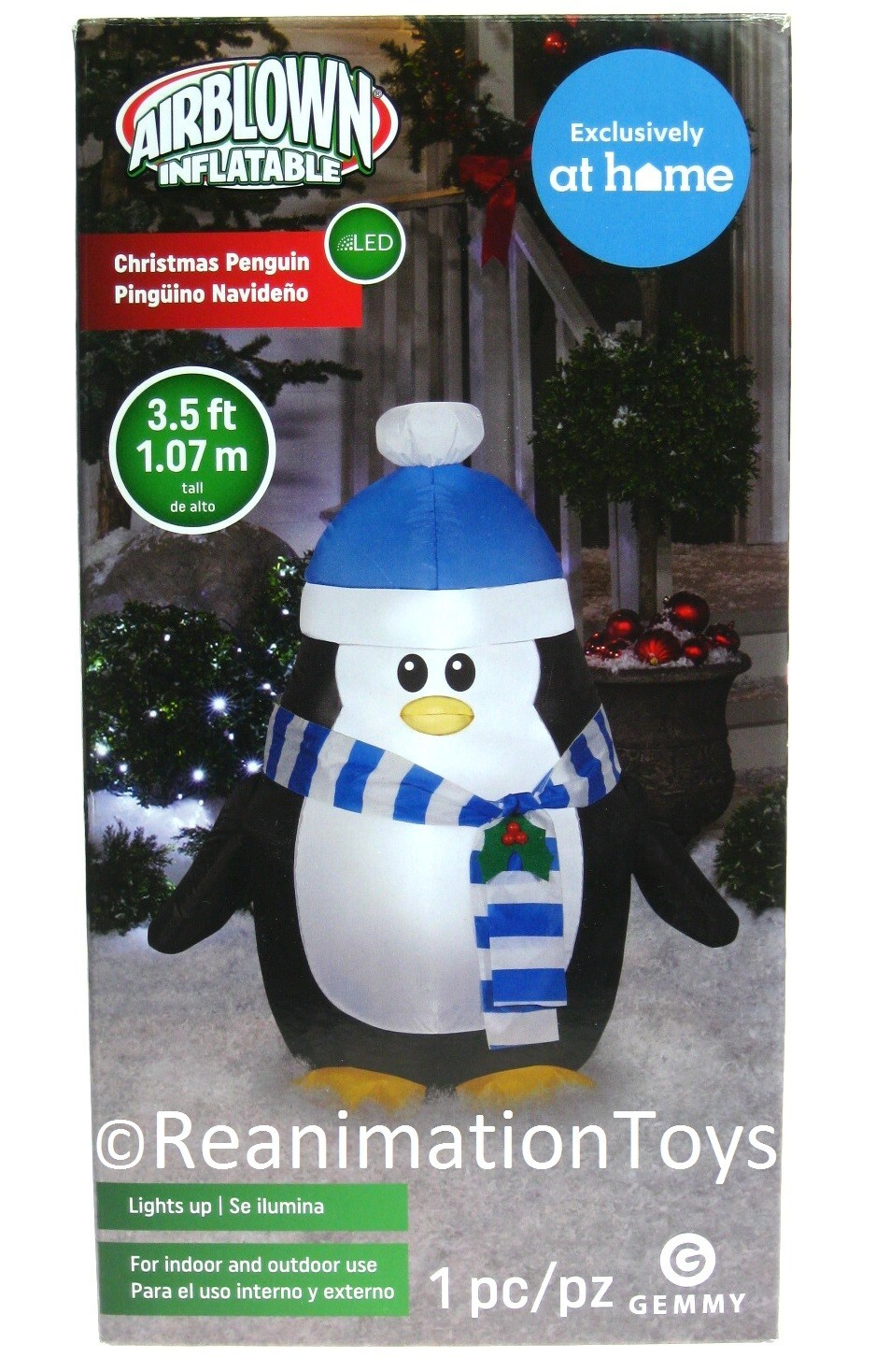 Gemmy Airblown Lighted Penguin Blue Hat Christmas Holiday Indoor ...