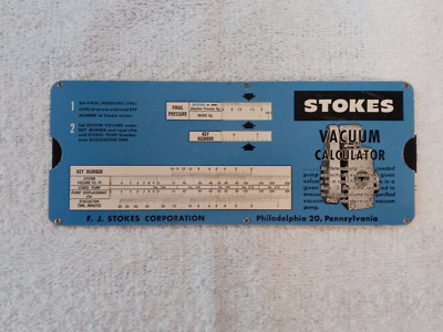 Stokes Vacuum Calculator - Slide Rule -F.J. Stokes Corporation | eBay