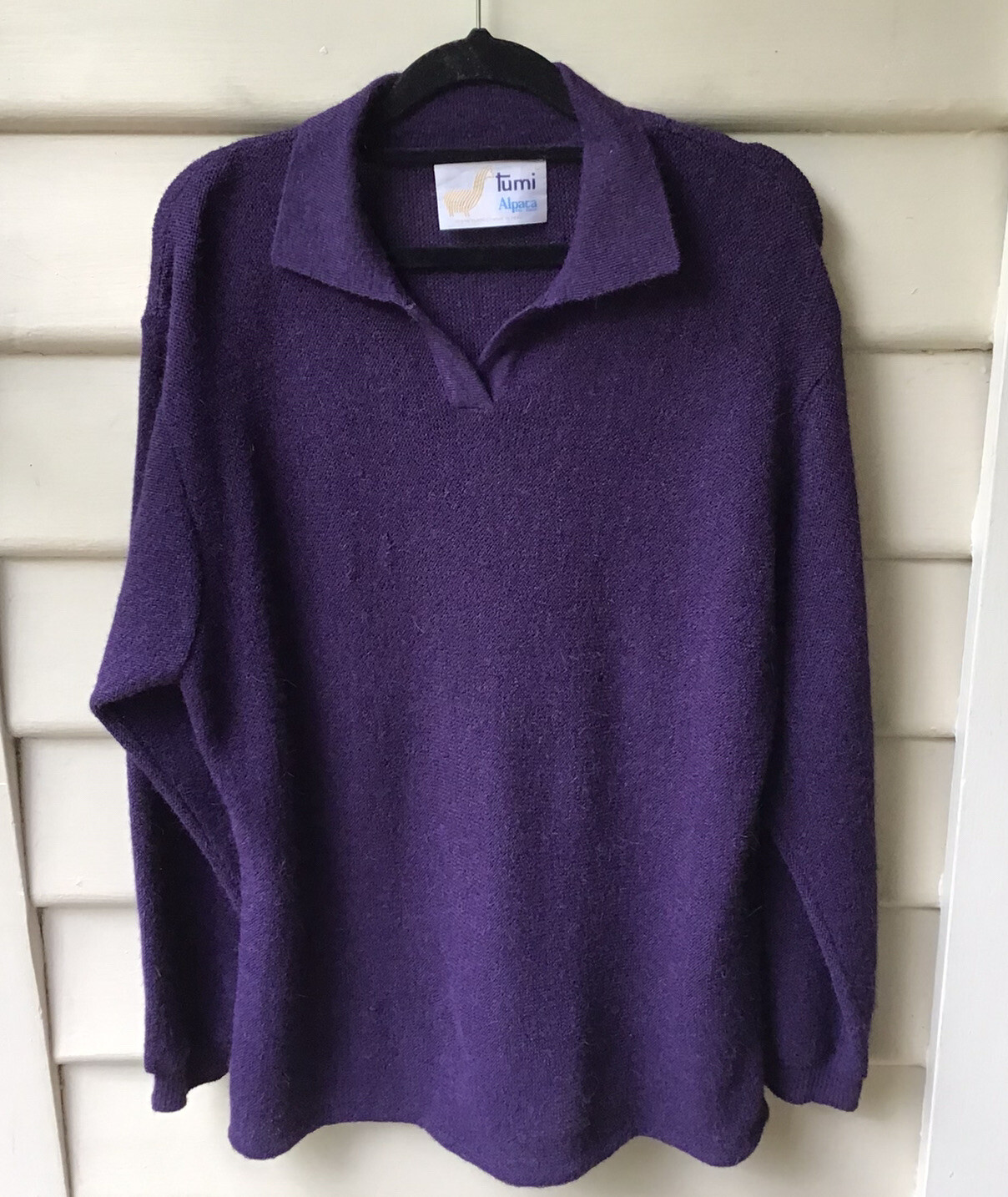 Tumi Purple Collared Jumper 100% Alpaca Del Cielo L 1… - Gem