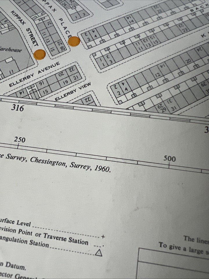 #A36 Leeds Town Street Vintage Survey map Chart Yorkshire Prop Richmond ...