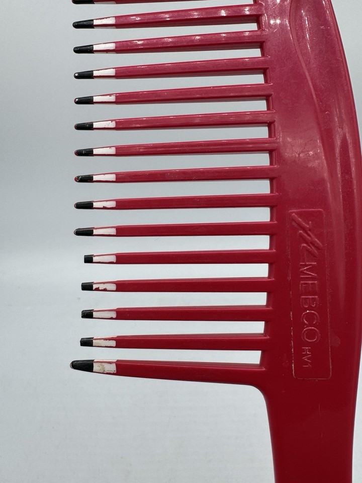 Mebco Volume Comb Red Pink Twice Dipped Wide Tooth Long Handle Hair Tool READ | eBay