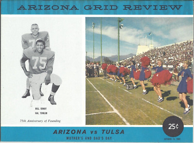 1960 10/15 football program Tulsa v Arizona Wildcats Bill Ismay Hal ...