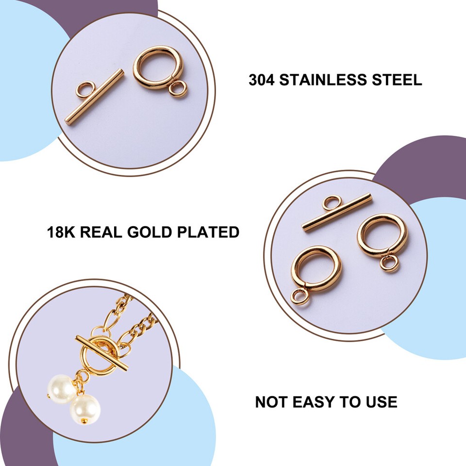 10Sets Stainless Steel Golden Toggle Clasps Finding Ring 18.5x13.5x2mm ...