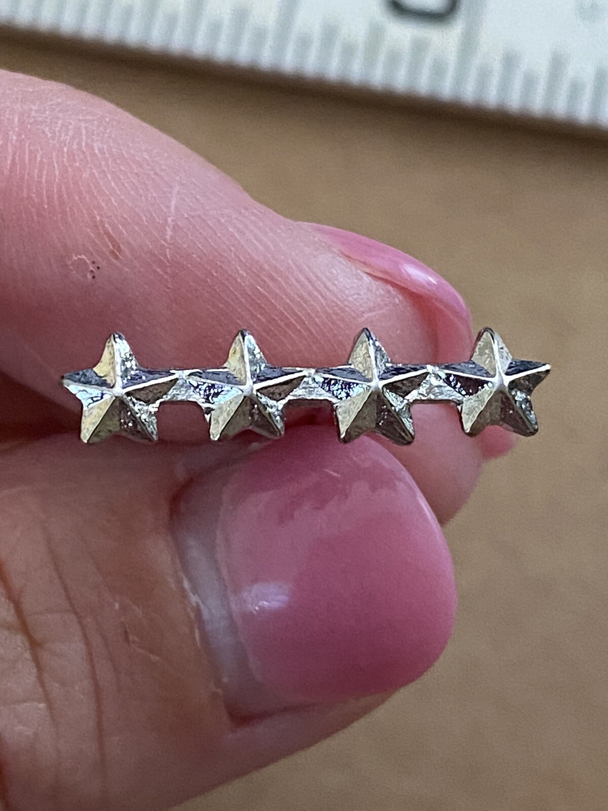 1-3/16' -Four Silver Pronged Stars-Attachment Devices For Medals ...