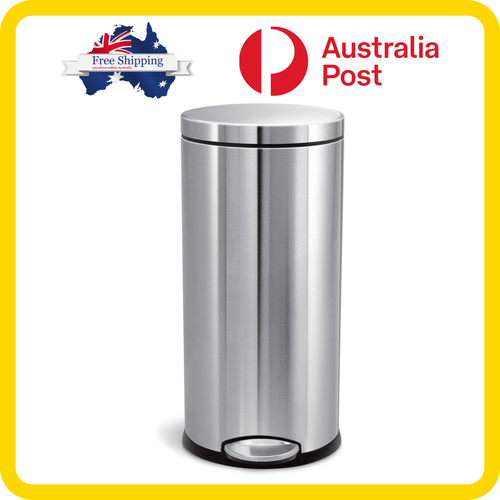 Simplehuman 30L Round Step Trash Can Stainless Steel 15.1" x 12.4" x 25.6" AU | eBay