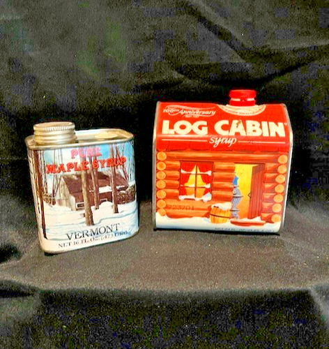 Lot of 2 Log Cabin Syrup 100th Anniversary Tin & Vermont Maple Syrup ...