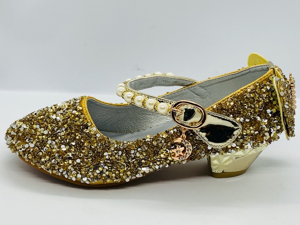 Frozen 2 Elsa princess shoes for Girl's costumes Heel Sparkling Glitter ...