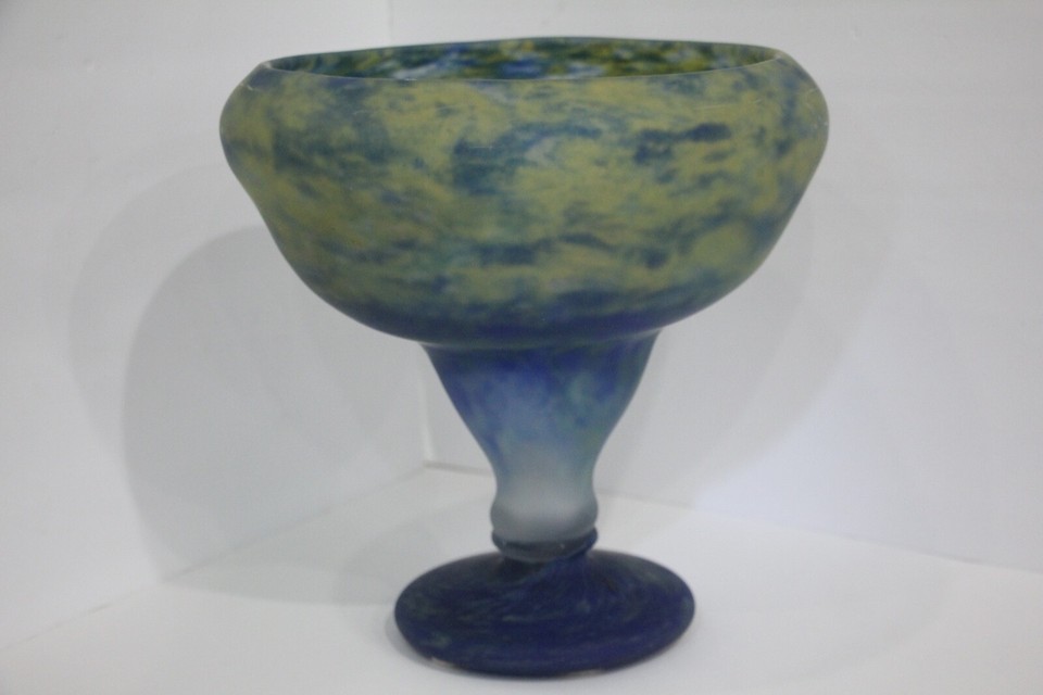 Big ! Daum Nancy Art Deco Blue/Green Glass Vase 1920 | eBay