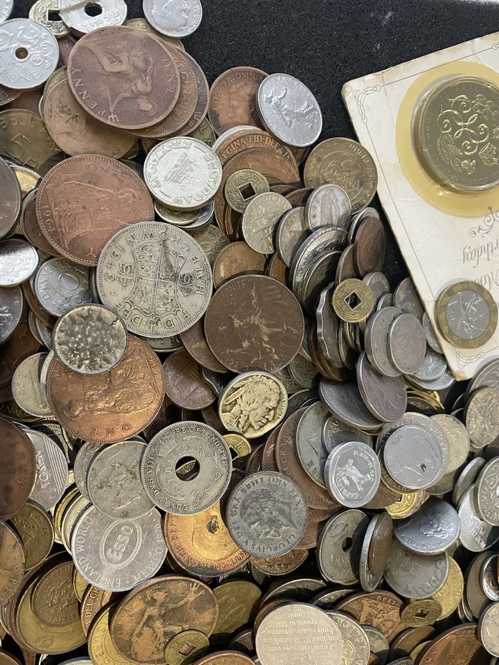 Mix Coins And Tokens Including Very Old, Rare And Some Silver Over 5kg ...