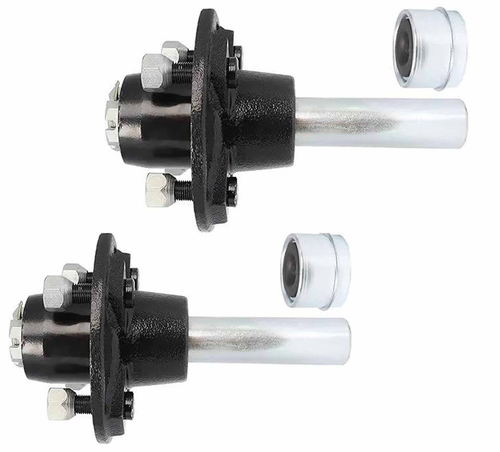 2 x Trailer Axle Kits With 4 on 4" Bolt Idler 1" Hub and Round Bt8 ...