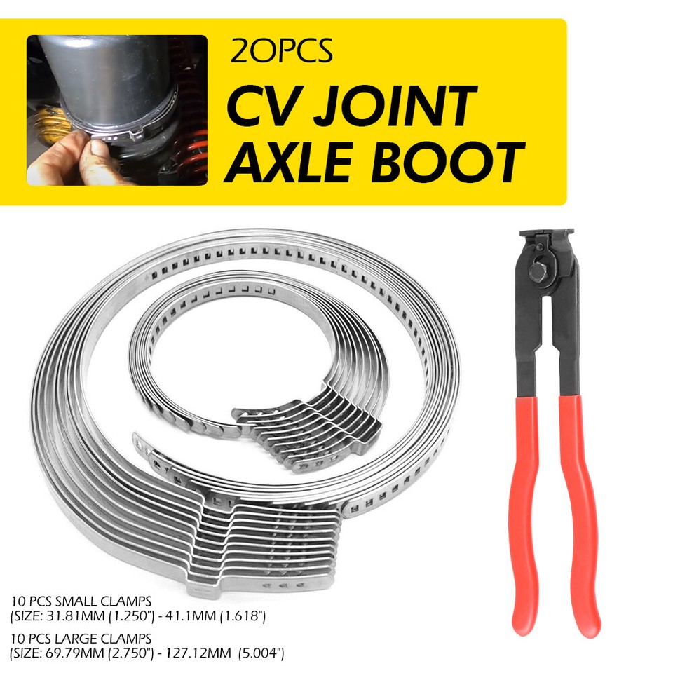 Universal Adjustable Axle CV Joint Boot Crimp Clamps W/ Clamp Pliers ...