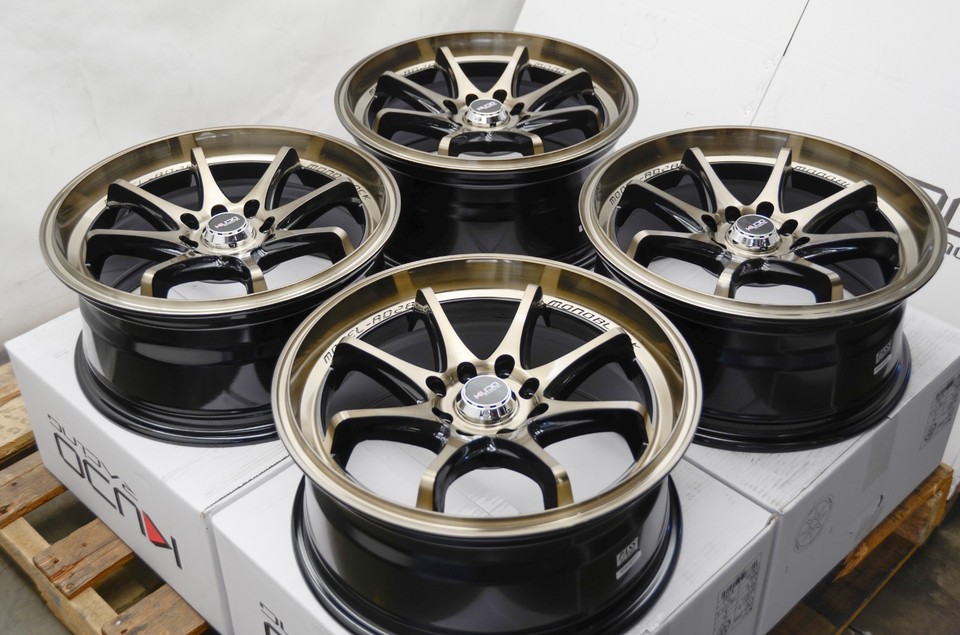 16x7 Black Bronze Wheels Rims 4 Lug Civic Scion iA iQ xB Mirage Lancer ...