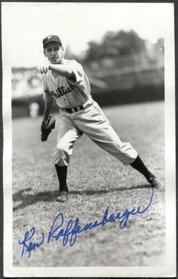 Ken Raffensberger autographed vintage Phillies Brace postcard size ...