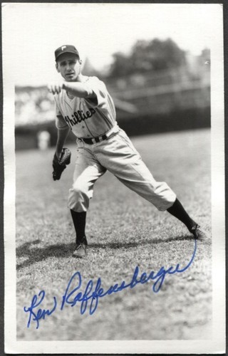 Ken Raffensberger autographed vintage Phillies Brace postcard size ...