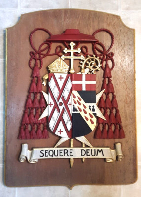 30" Escutcheon Wooden Shield Coats of Arms of Francis Cardinal Joseph ...