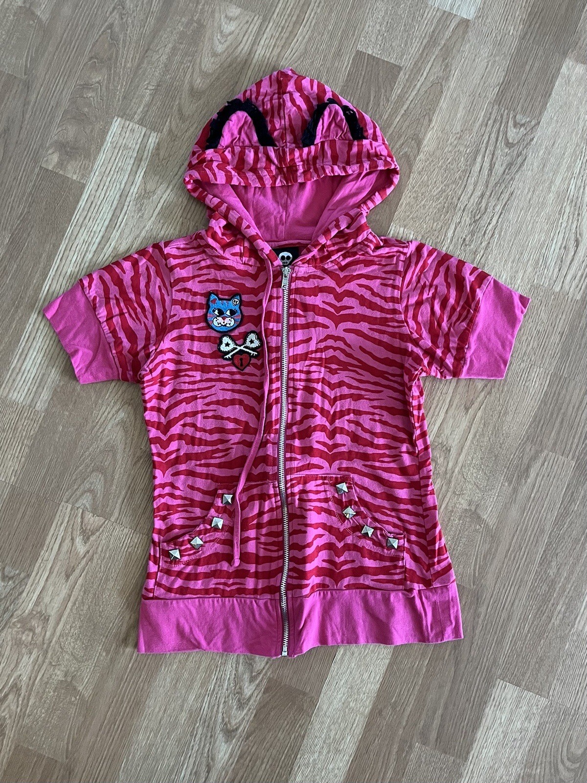 Jessica Louise Pink Tiger Stripe Ears Hoodie - Gem