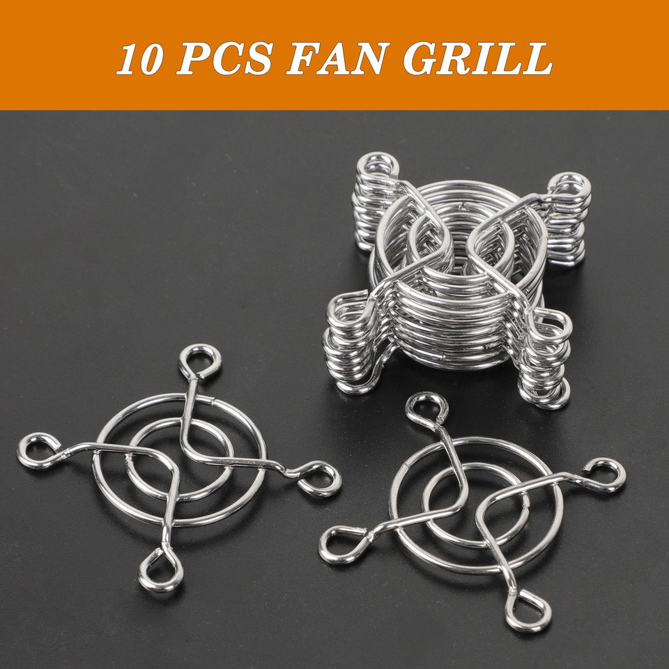 10pcs 40mm PC GPU CPU Cooling Fan Grill Guard Chrome Finger Protective ...