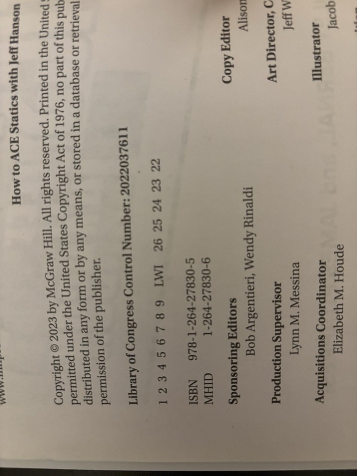 How to Ace Statics Jeff Hanson by Ashley Bernal, Jeff Hanson James M. Pitarresi 9781264278305| eBay