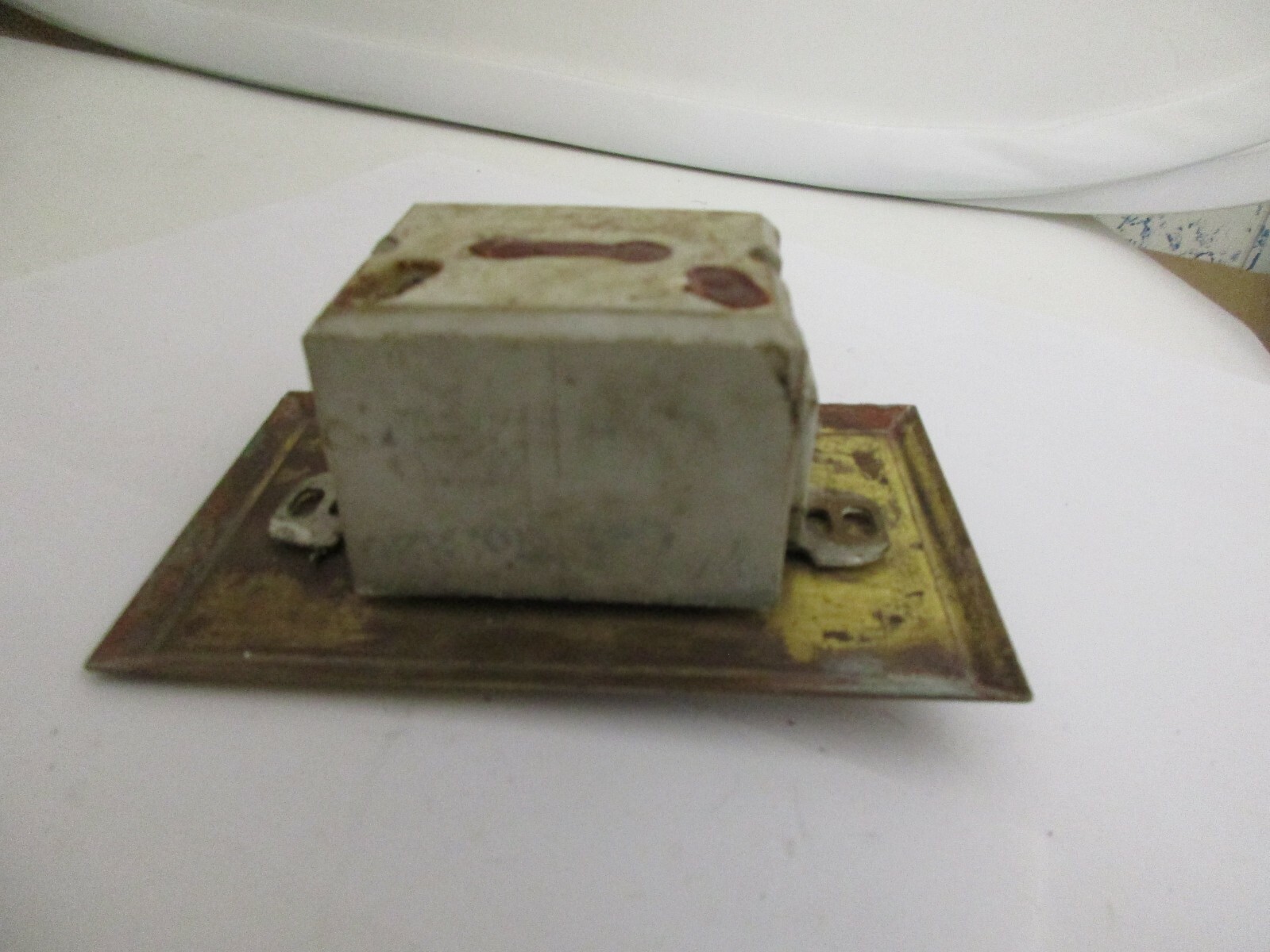 ANTIQUE VINTAGE PERKINS Single Pole BRASS LIGHT SWITCH Mother Of Pearl ...