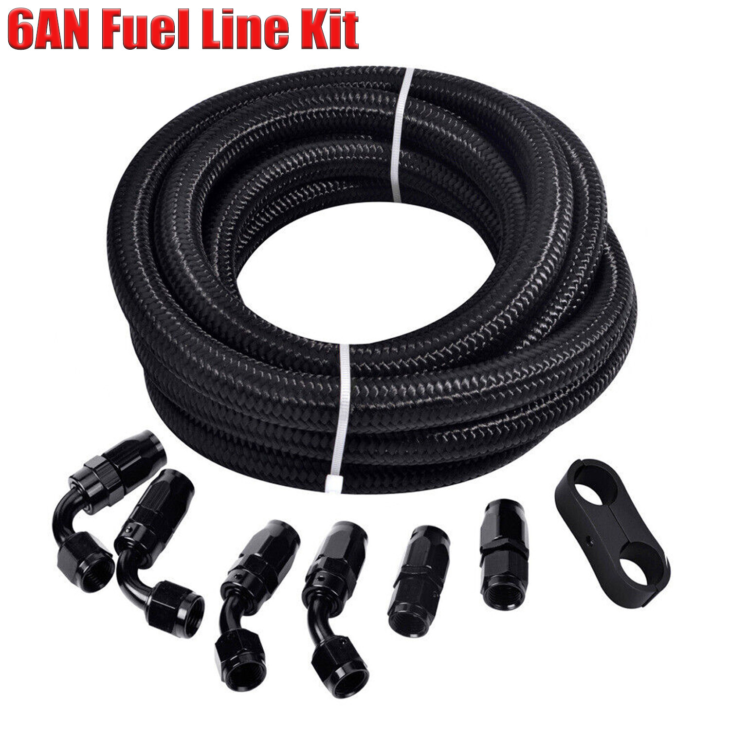 AN6 6AN Nylon Stainless Steel Braided Fuel Hose Fuel Adapter Kit Oil ...
