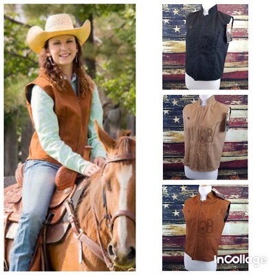 Wyoming Traders Womens Absaroka Canvas Zip Up Ranch Wear Cowgirl Vest ...