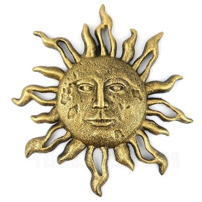 Cast Iron Sun Face Rays Wall Decor Heavy Duty Rustic Antique Gold ...