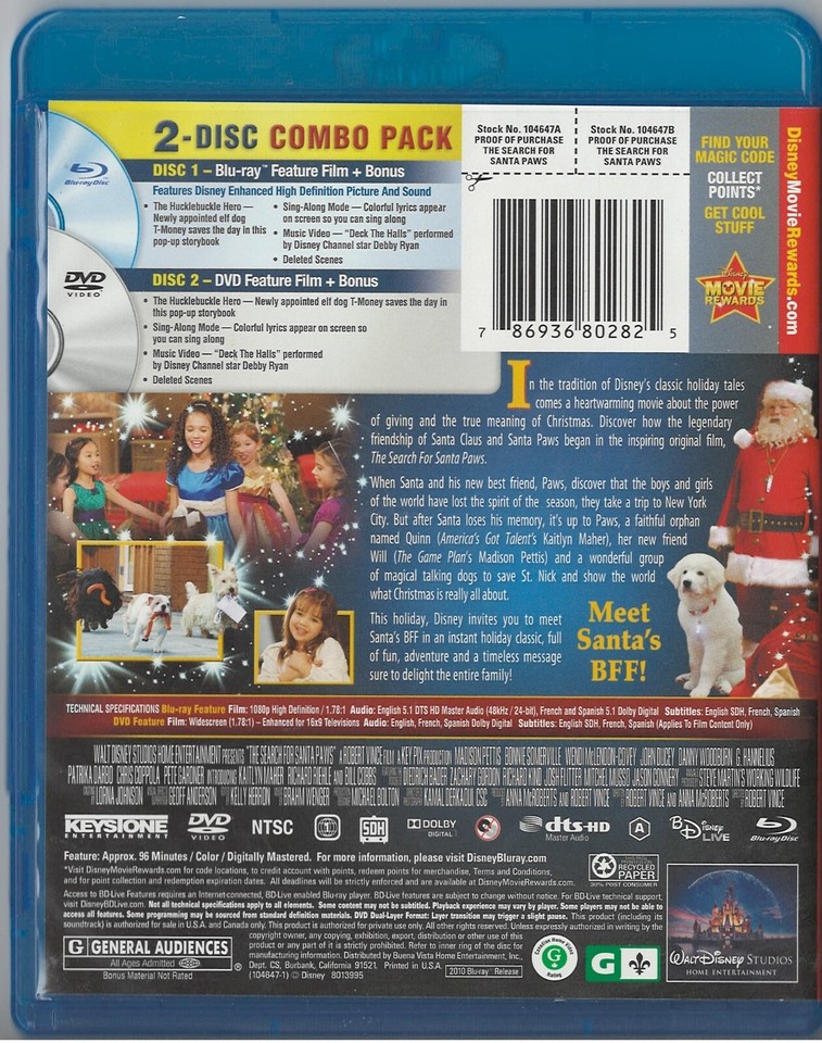 The Search for Santa Paws (Blu-ray/DVD, 2010, 2-Disc Set) Kaitlyn Maher ...