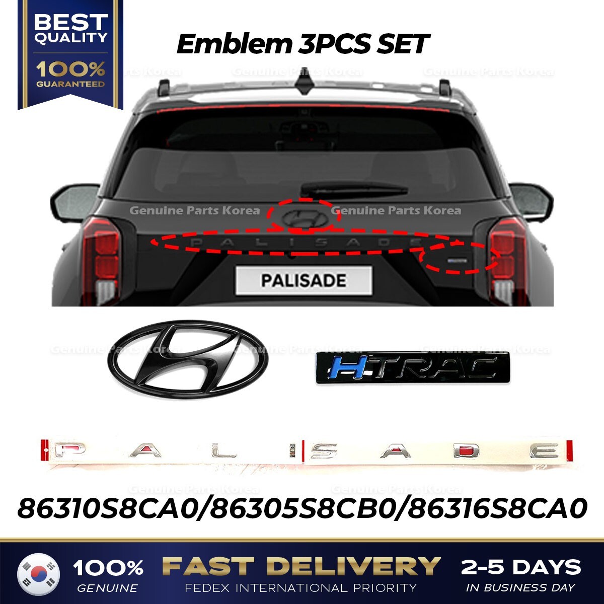 ⭐Genuine⭐ Emblem 3PCS SET for Hyundai Palisade LX2 Black edition | eBay