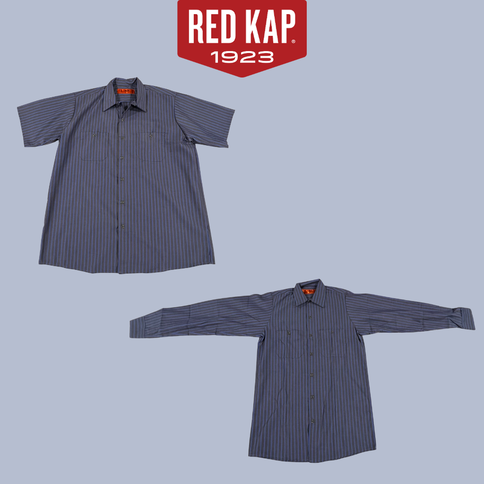 Red Kap Style SP24(S.S) & SP14(L.S) Men's Work Shirt Grey / Blue Stripe ...