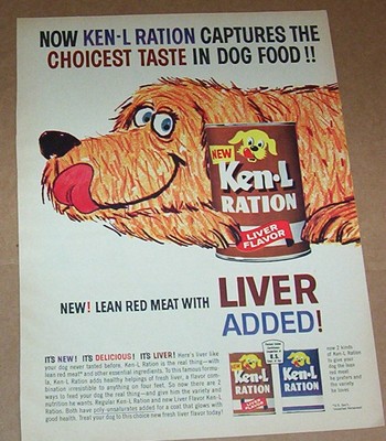1964 print ad -Ken-L Ration dog food Cute shaggy dog art artwork Old ...
