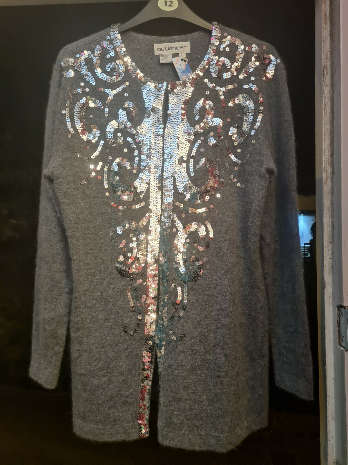 Beautiful Grey Outlander Sequin Lambswool/Angora Card… - Gem