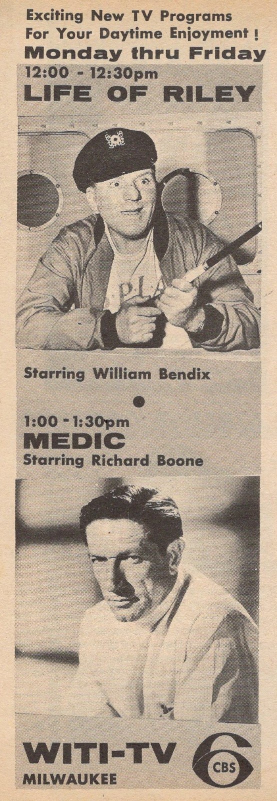 1959 WITI MILWAUKEE TV AD~LIFE OF RILEY WILLIAM BENDIX~MEDIC RICHARD ...