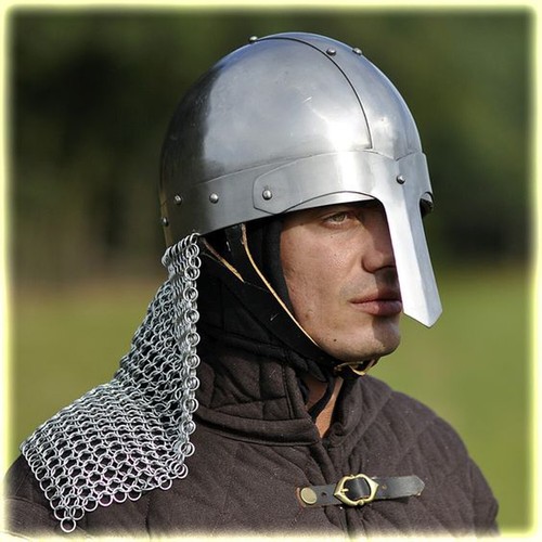Medieval Norman Nasal Bassinet Helmet 16 Gauge With Chainmail Crusader ...